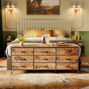 Ebern Designs Janne Modern Dresser, 63" Bedroom Dresser, Chest of Drawers, 9 Drawer Dresser ...